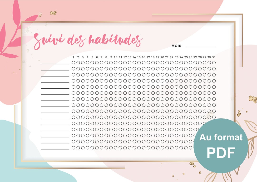 Monthly Habit Tracker, Habit Tracker, Mental Health, Goal Planner, Pink ...