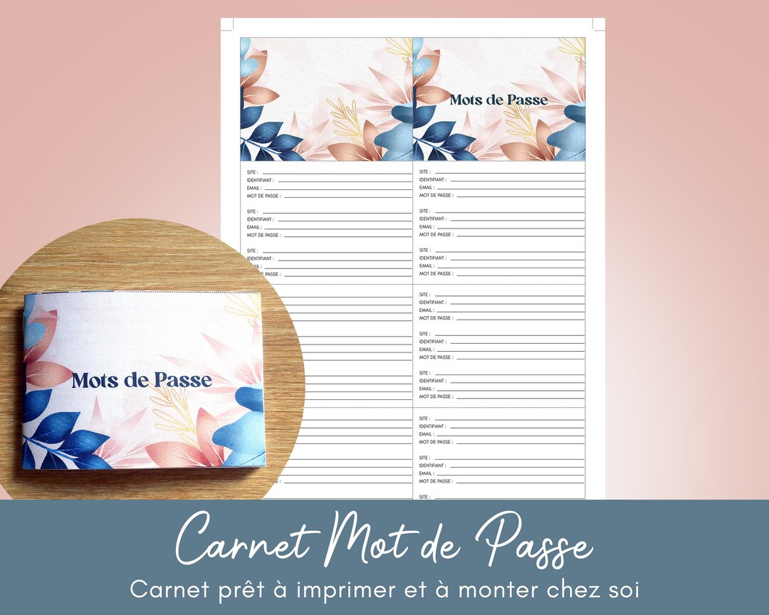 Password Notebook in French to Download and Make, DIY to Print or ...