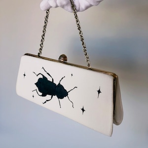 Beetle Silhouette Hand Painted Bag, Vintage Handbag, Purse, Goth, Bug ...