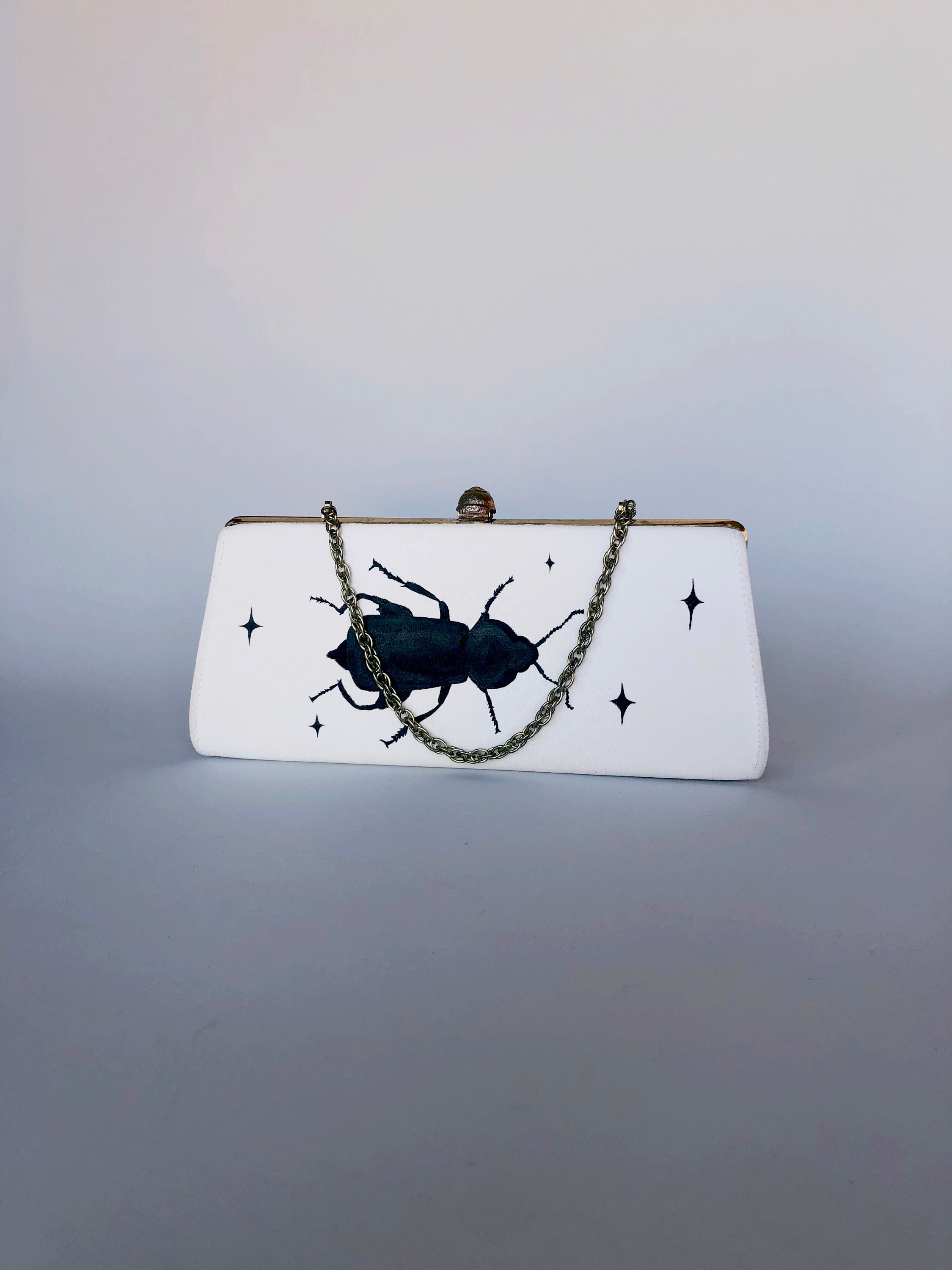 Beetle Silhouette Hand Painted Bag, Vintage Handbag, Purse, Goth, Bug ...