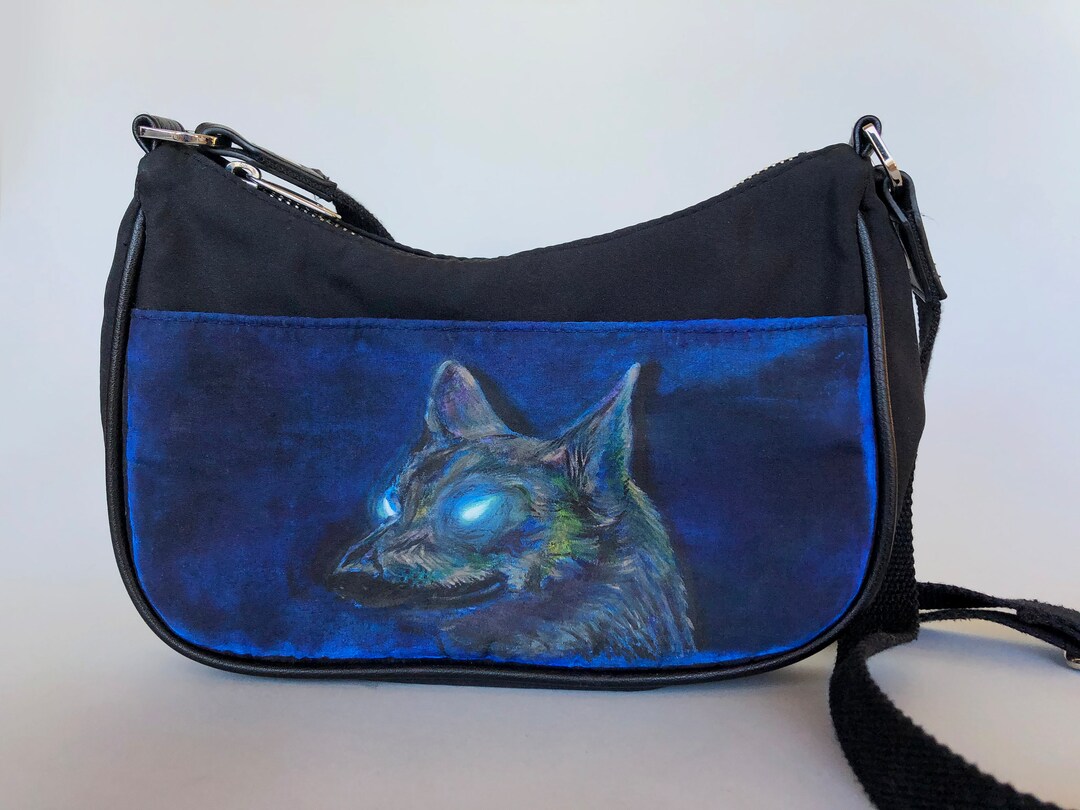 Wolf With Eyes All Aglow Hand Painted Bag, Vintage Handbag, Purse, 90s ...