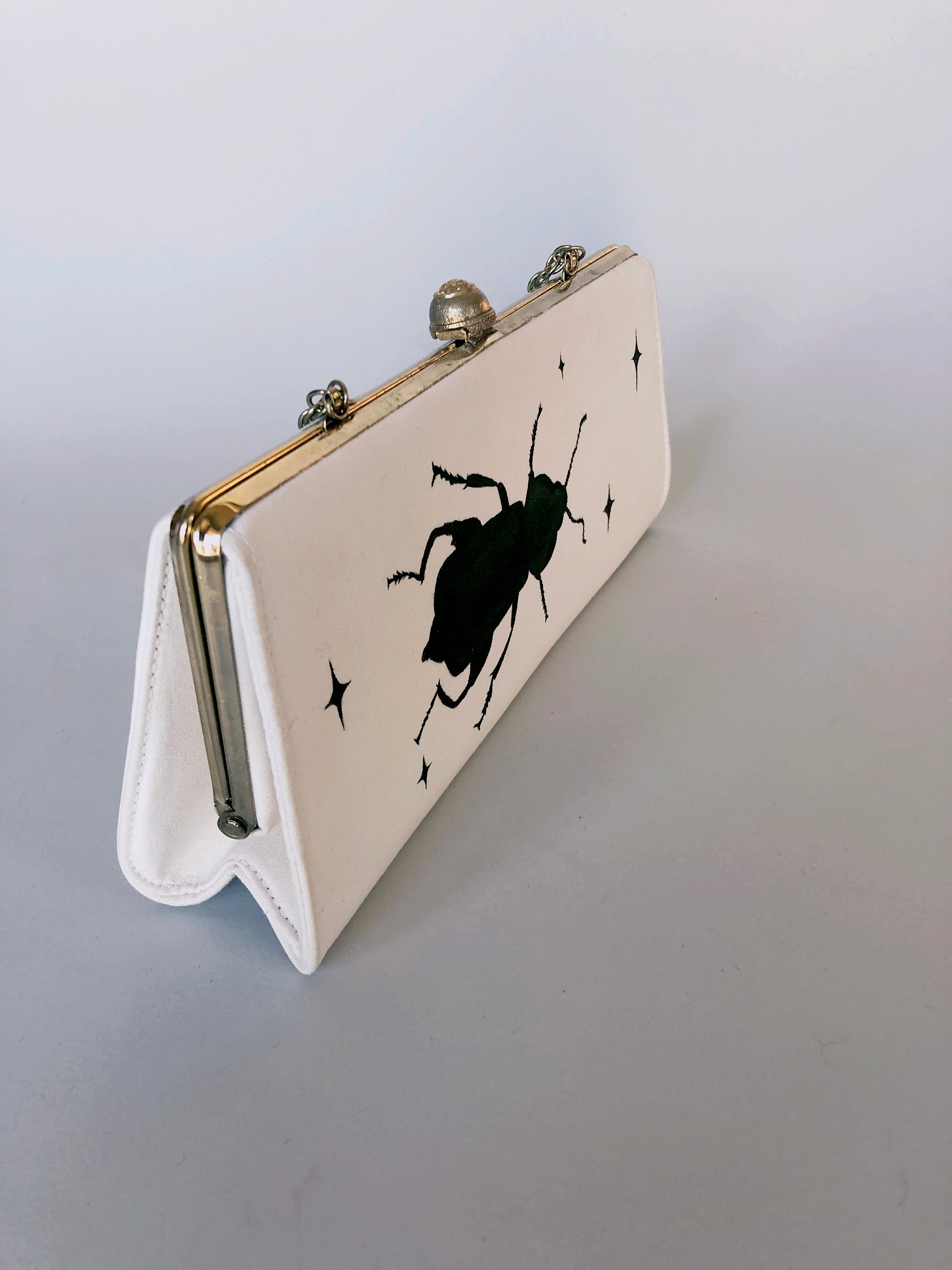 Beetle Silhouette Hand Painted Bag, Vintage Handbag, Purse, Goth, Bug ...