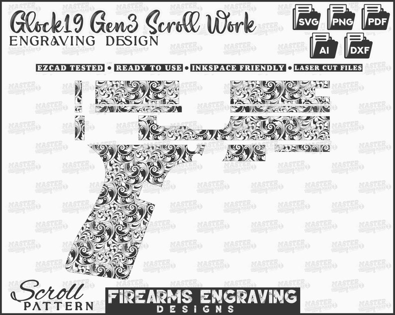 Custom Glock19 Firearm Gen3 Scroll Work Pattern Laser Engraving Design ...