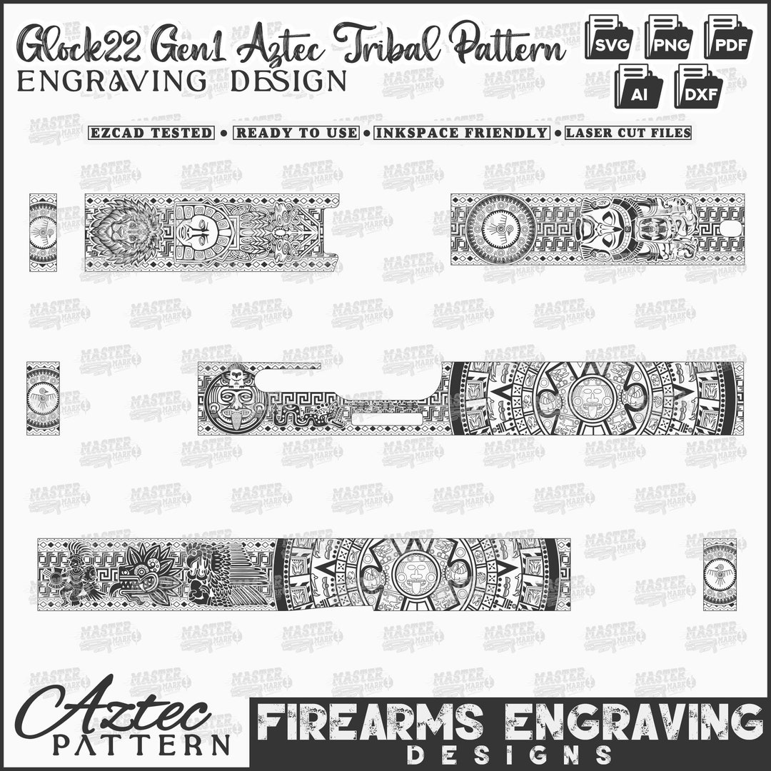 Aztec Tribal Vector Pattern Design for Glock22 Gen1 Laser Engraving ...