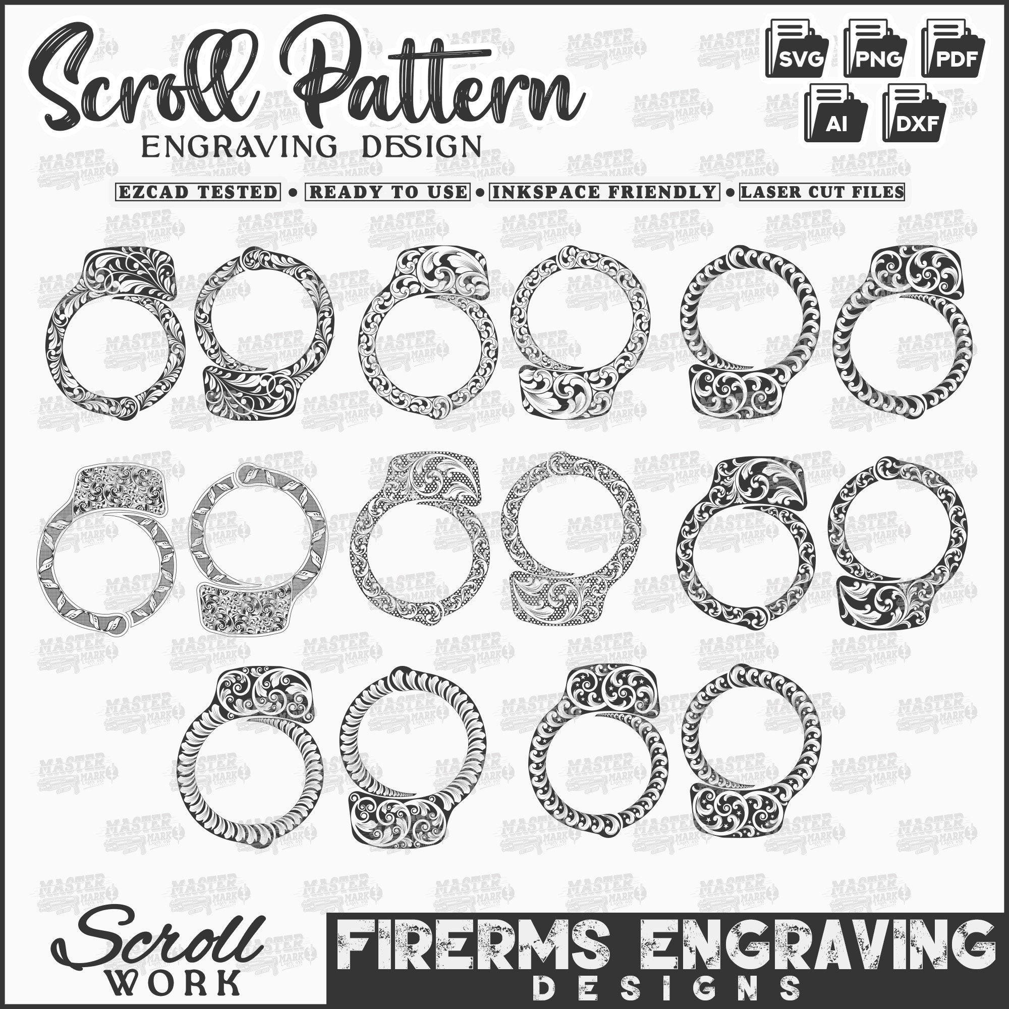 Smith & Wesson M100 Handcuff Custom Scroll Work Engraving Design Bundle ...