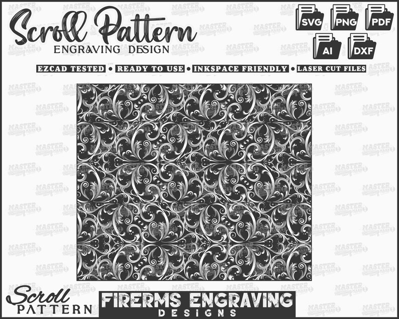 Seamless Scroll Pattern Engraving Design, Firearms Scroll Work Pattern ...