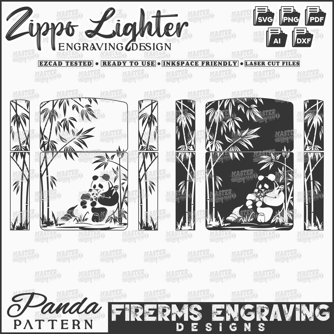 Custom Panda and Leaf Vector Pattern Engraving Laser Files, Zippo ...