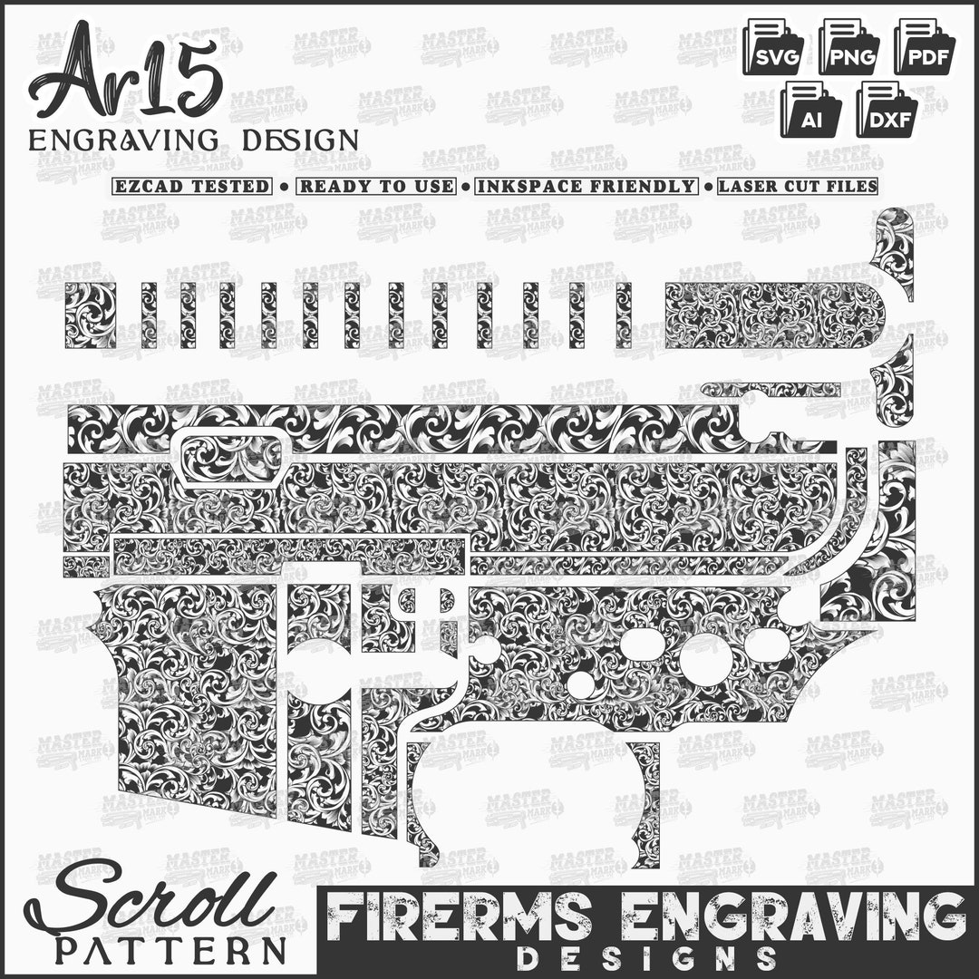 Ar15 Firearm Custom Scroll Work Laser Engraving Design Final Files, Gun ...
