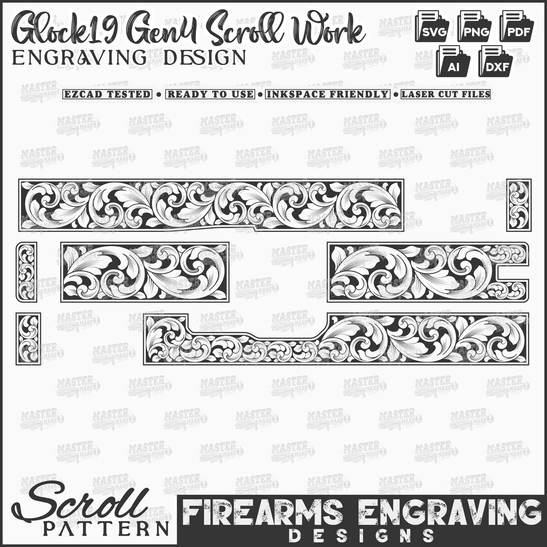 Vector Scroll Work Pattern Laser Engraving for Glock19 Gen4 Firearm ...
