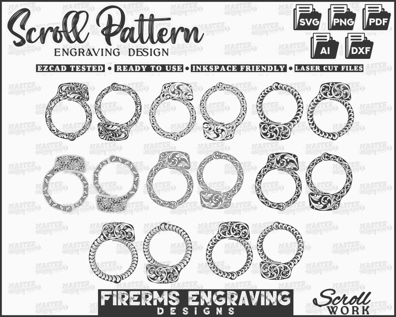 Smith & Wesson M100 Handcuff Custom Scroll Work Engraving Design Bundle ...