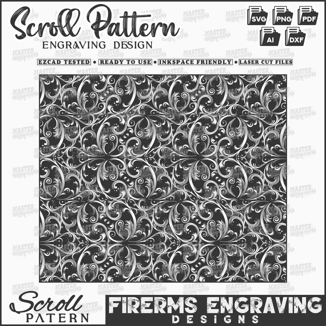 Seamless Scroll Pattern Engraving Design, Firearms Scroll Work Pattern ...