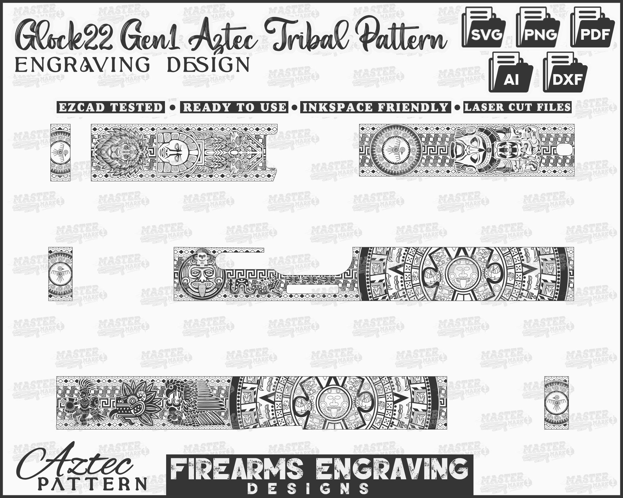Aztec Tribal Vector Pattern Design for Glock22 Gen1 Laser Engraving ...
