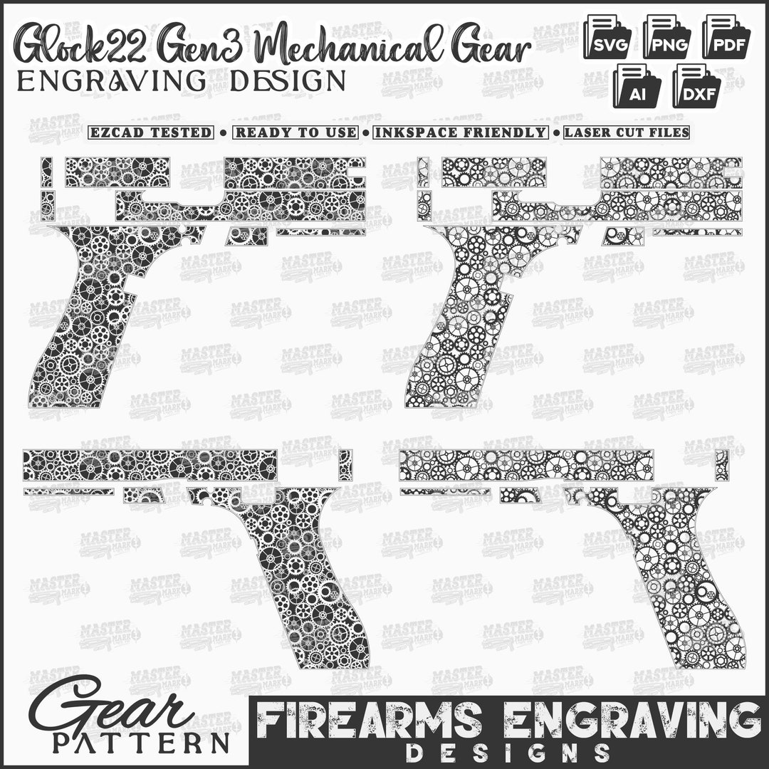 Glock22 Gen3 Mechanical Gear Pattern Laser Engraving Design, Firearm ...