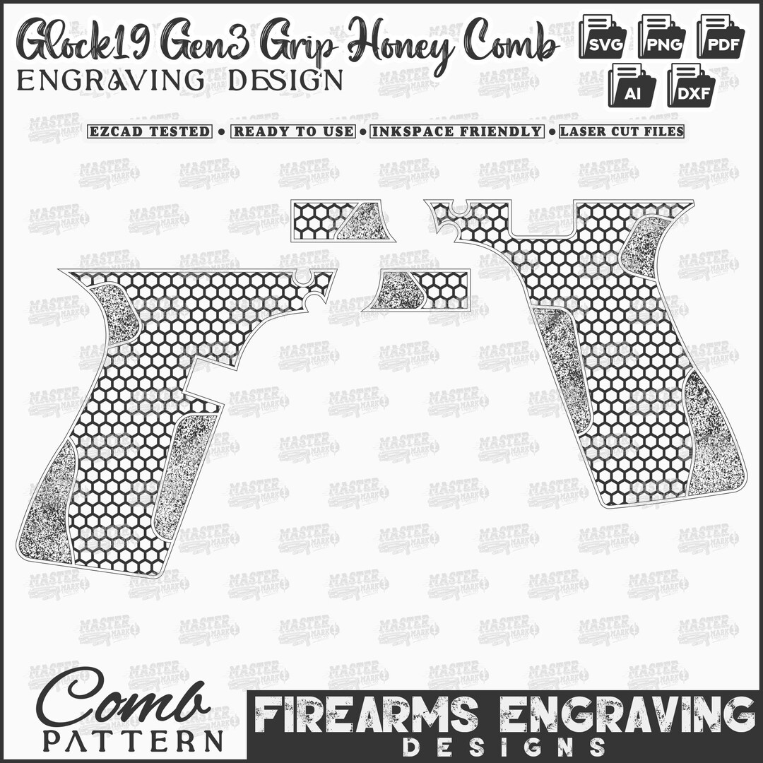 Custom Honeycomb Pattern Laser Engraving Design for Glock19 Gen3 Grip ...