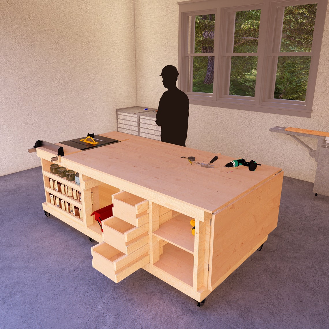 Foldable Mobile Tool Cart Plans, Space-saving Woodworking Project ...