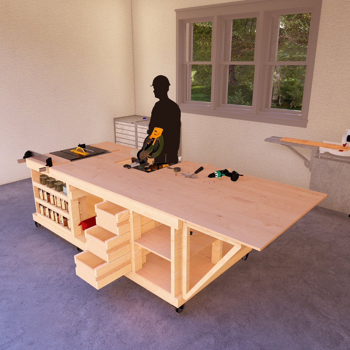 Foldable Mobile Tool Cart Plans, Space-saving Woodworking Project ...