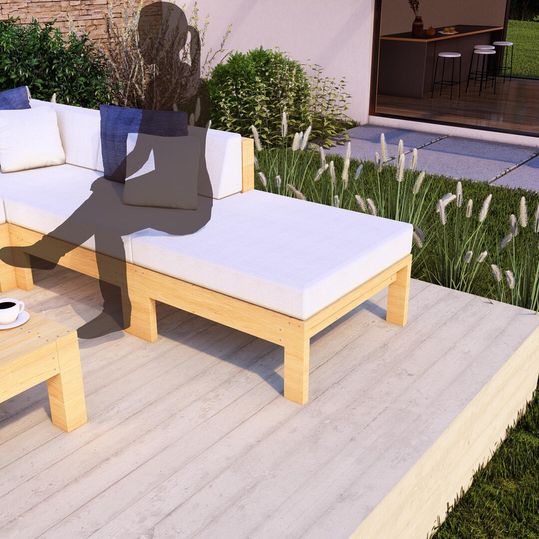 DIY Modular Patio Pouf Plans, Modern Outdoor Seating Design, Single ...