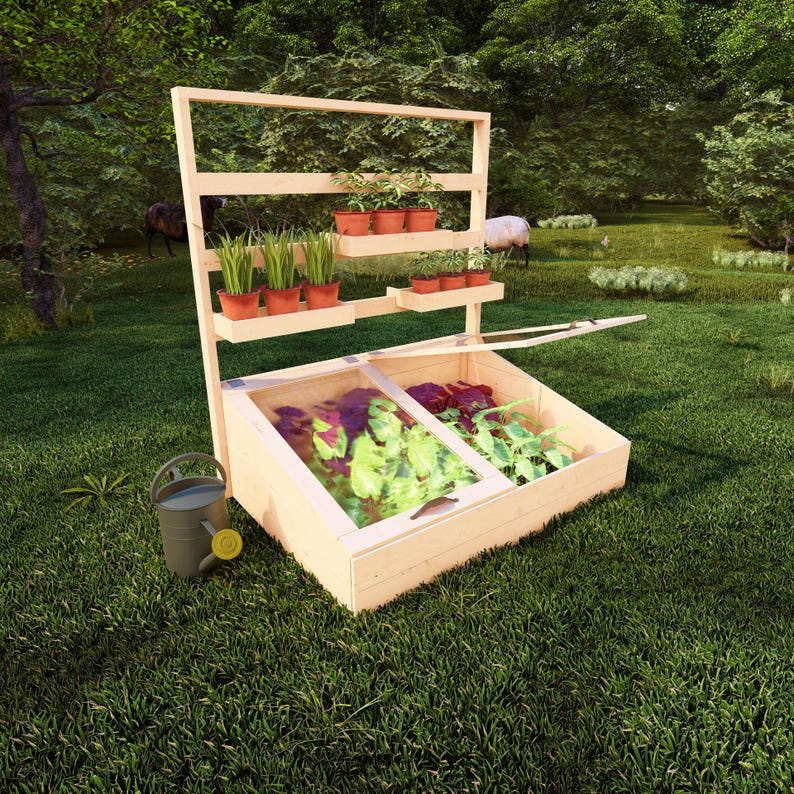 DIY Cold Frame With Flower Pot Shelves PDF Plans Build Your Own 5'4x4 ...