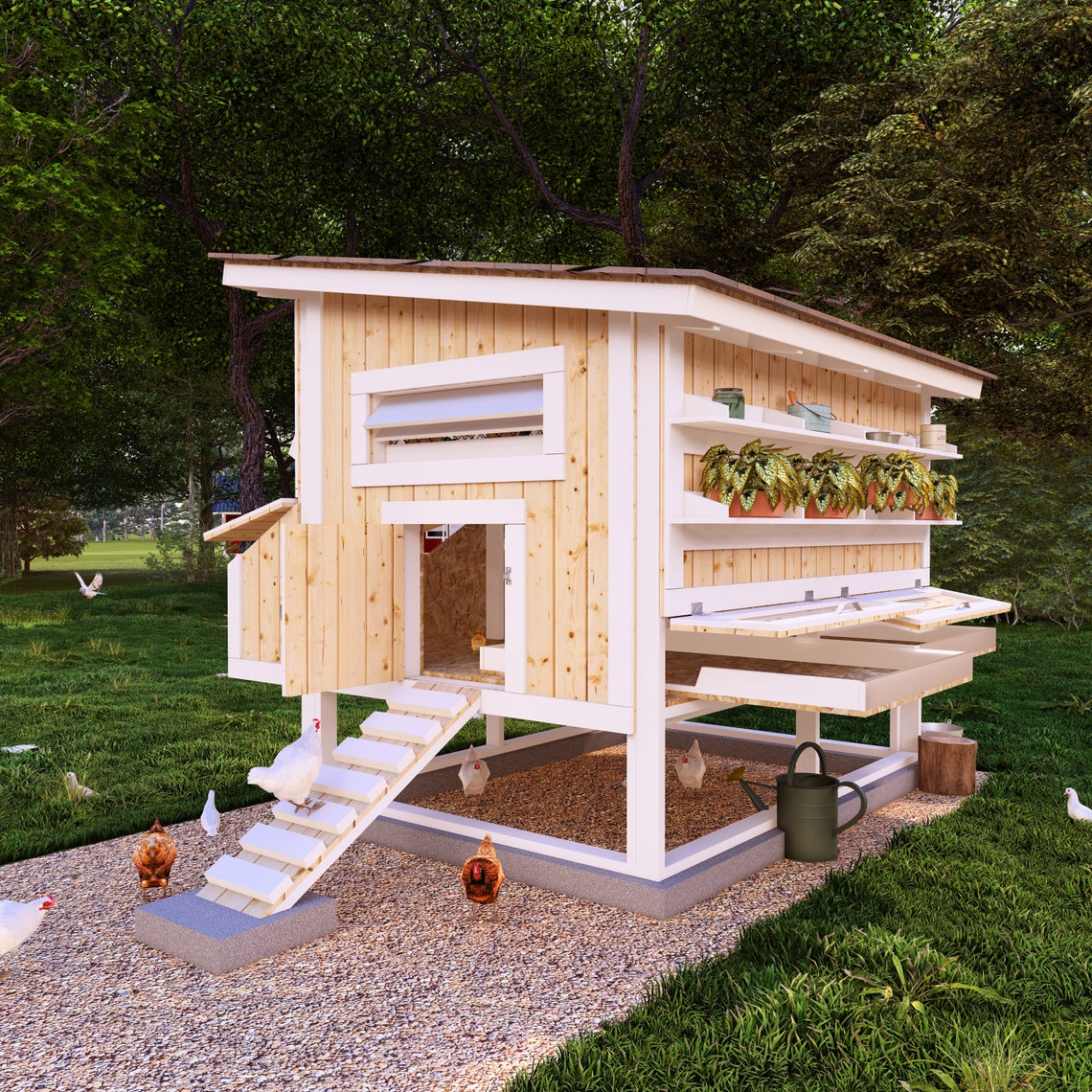 20 Chickens Coop Plans Small Backyard Farm DIY 6x8 Blueprint - PDF ...