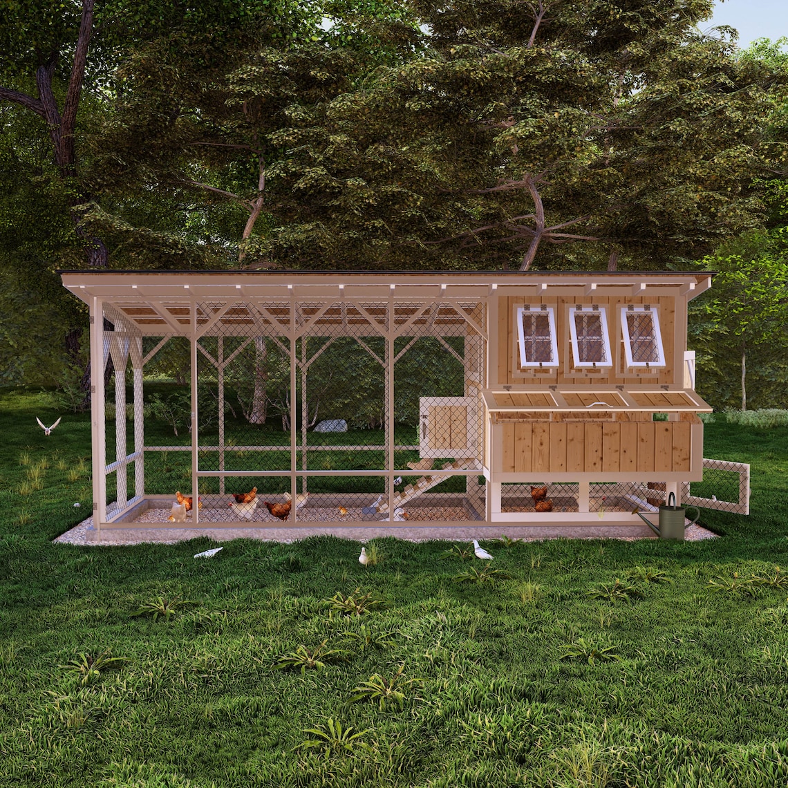 DIY Chicken Coop Plans: 6x6 Ft With Run - Blueprint for 16 Chickens ...
