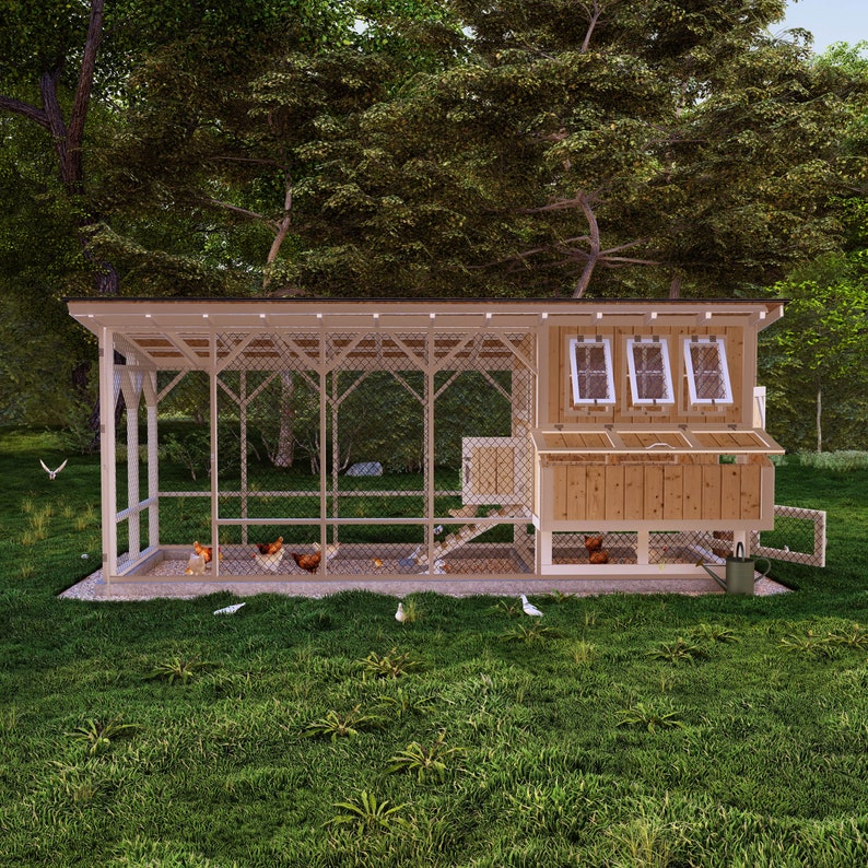 DIY Chicken Coop Plans With Run: 6x6 Ft, 16 Chickens (PDF Blueprint) - Etsy