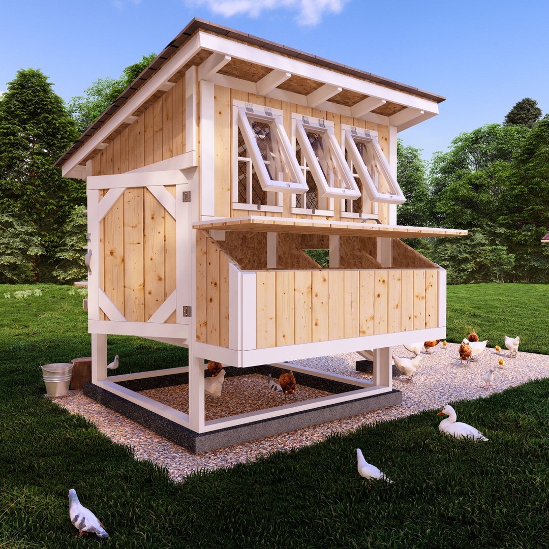 16 Chickens Coop Plans: Small Farm DIY 6x6 Blueprint - PDF Woodworking ...