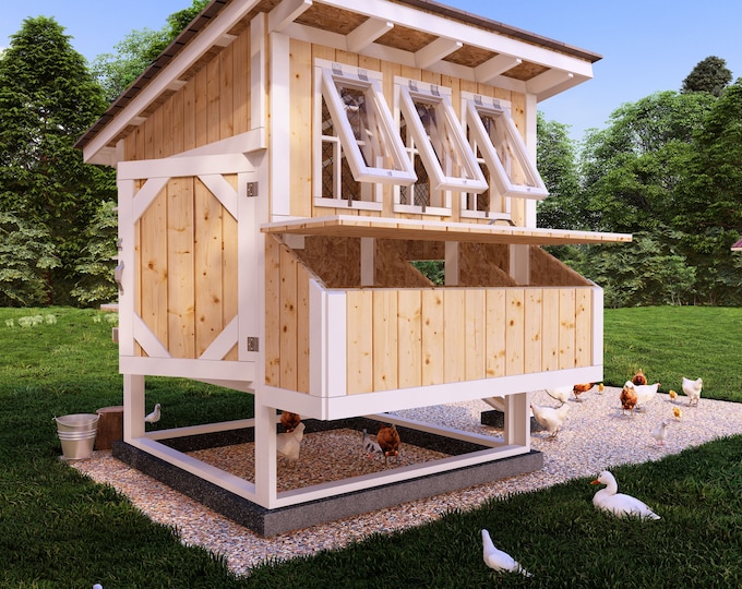 DIY Chicken Coop Plans: 6x6 Ft With Run - Blueprint for 16 Chickens ...