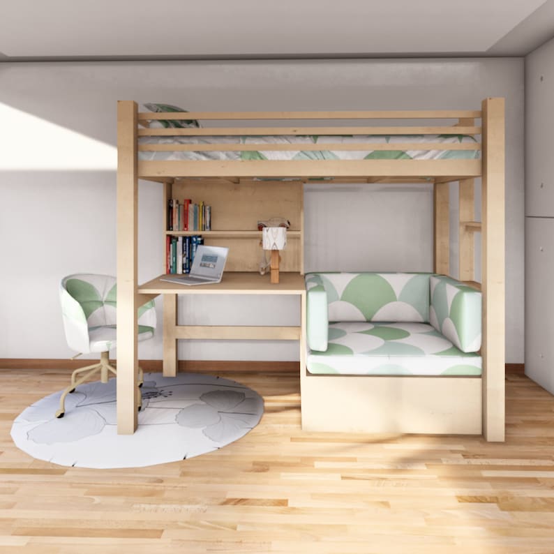 Multi Functional Bunk Bed DIY Plan, Study Desk, Couch, and Bed Combo ...