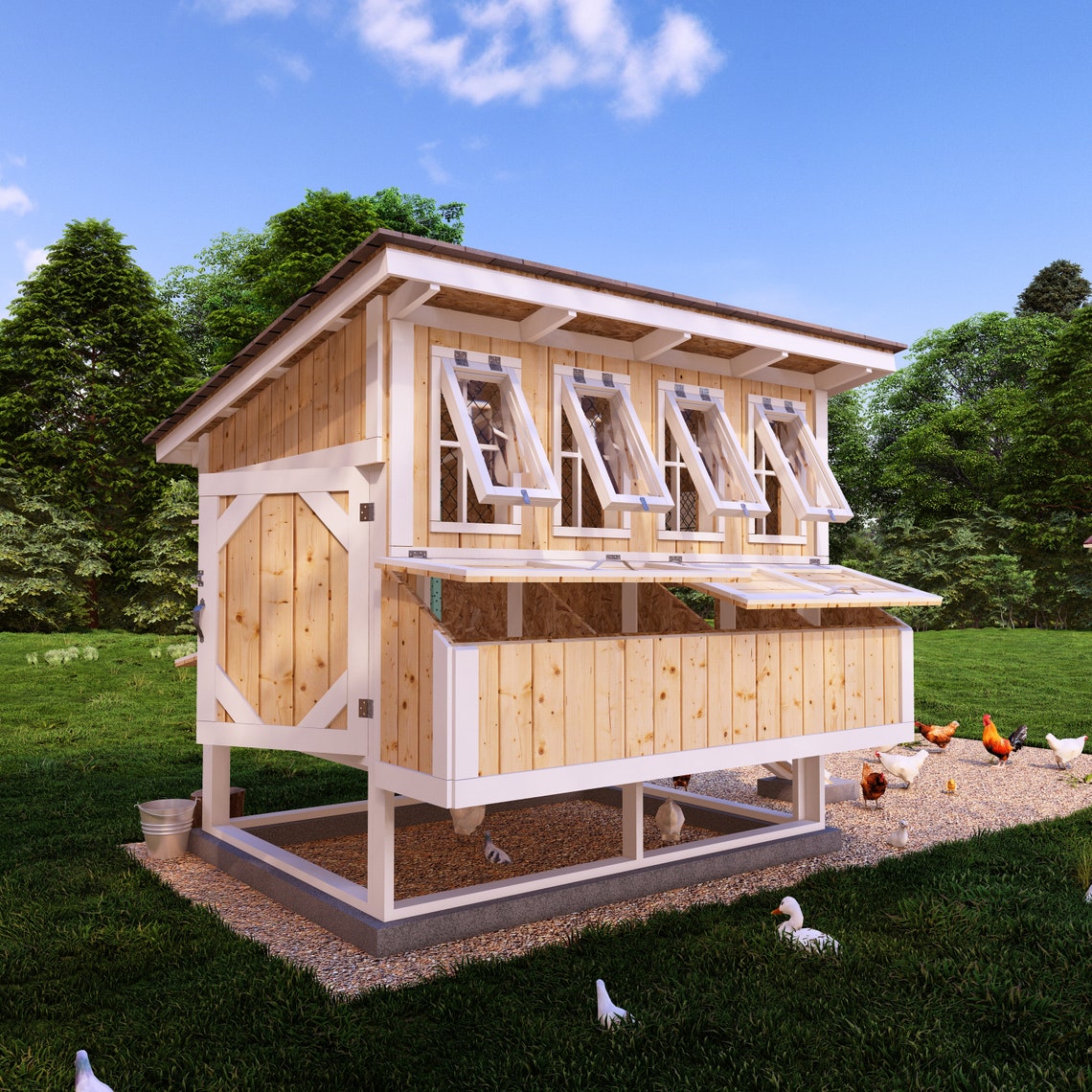 20 Chickens Coop Plans Small Backyard Farm DIY 6x8 Blueprint - PDF ...