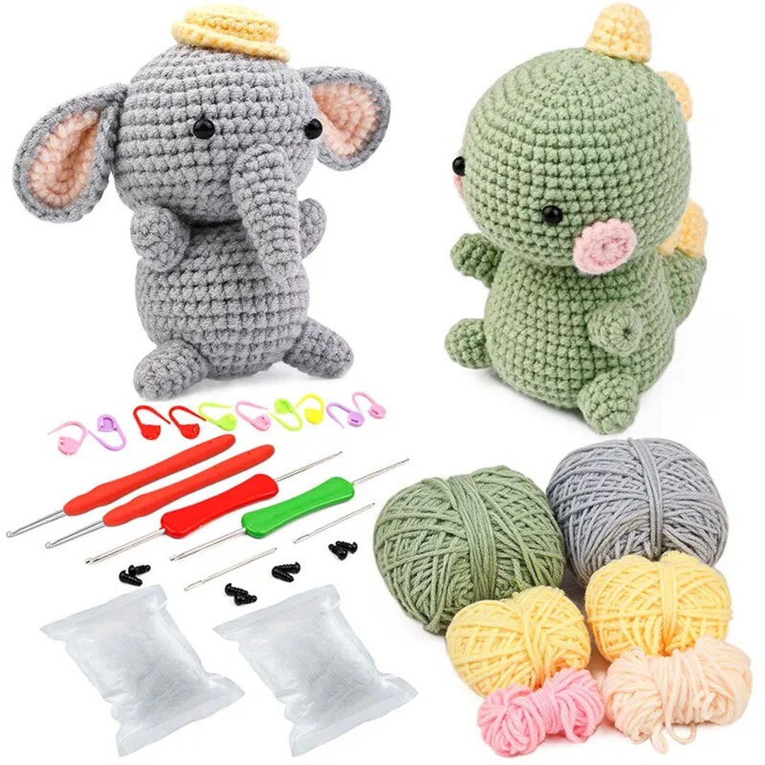 DIY Crochet Animal Kit With Hand Knitting Yarn Needles Plush Doll Easy ...