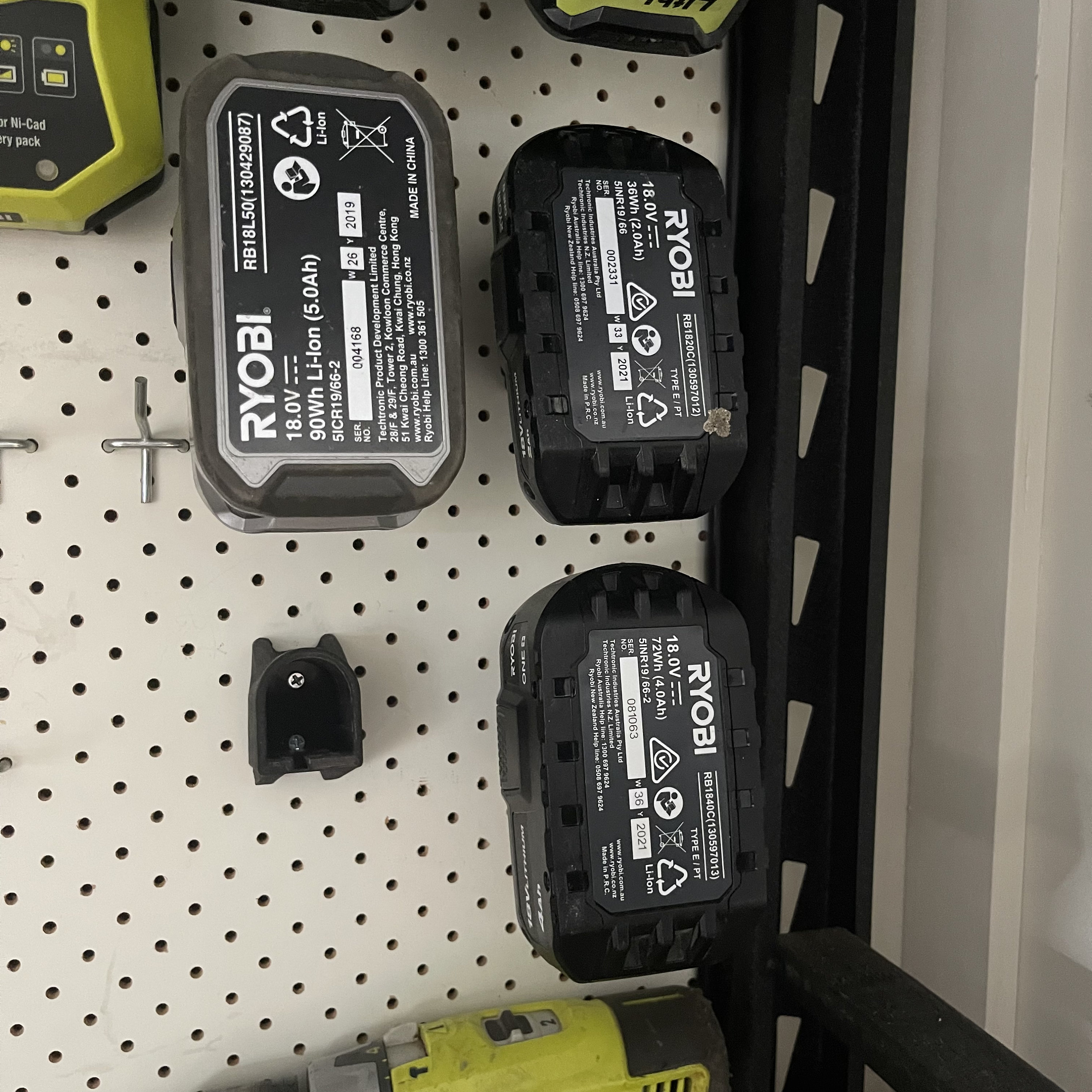 Ryobi 18v Battery Mount - Pegboard Mounted (STL File for 3D Printing ...