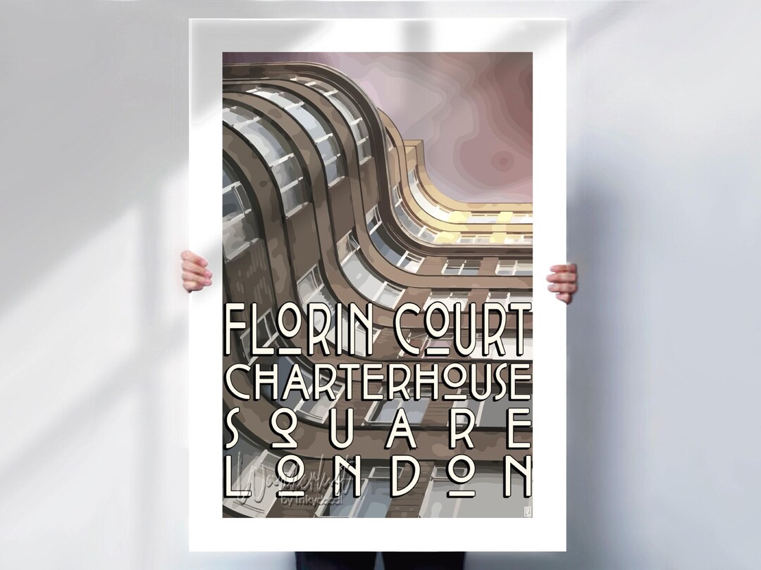 Art Deco Architecture Print - Florin Court, London - Retro Style London ...