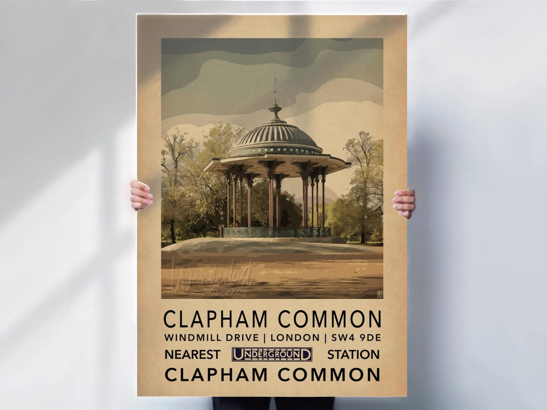 Clapham Common Poster, London Tube Station Travel Print - Vintage Style ...