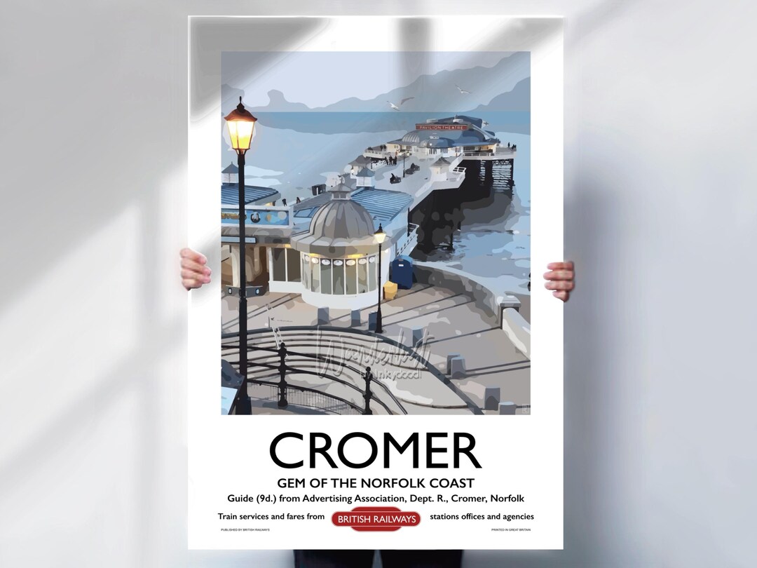 British Railway Cromer Travel Poster - Retro Style Wall Art - Norfolk ...