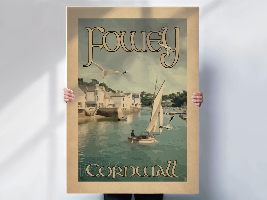 Fowey Cornwall Travel Print, Vintage Coastal Scene (minimalist Art) - Etsy