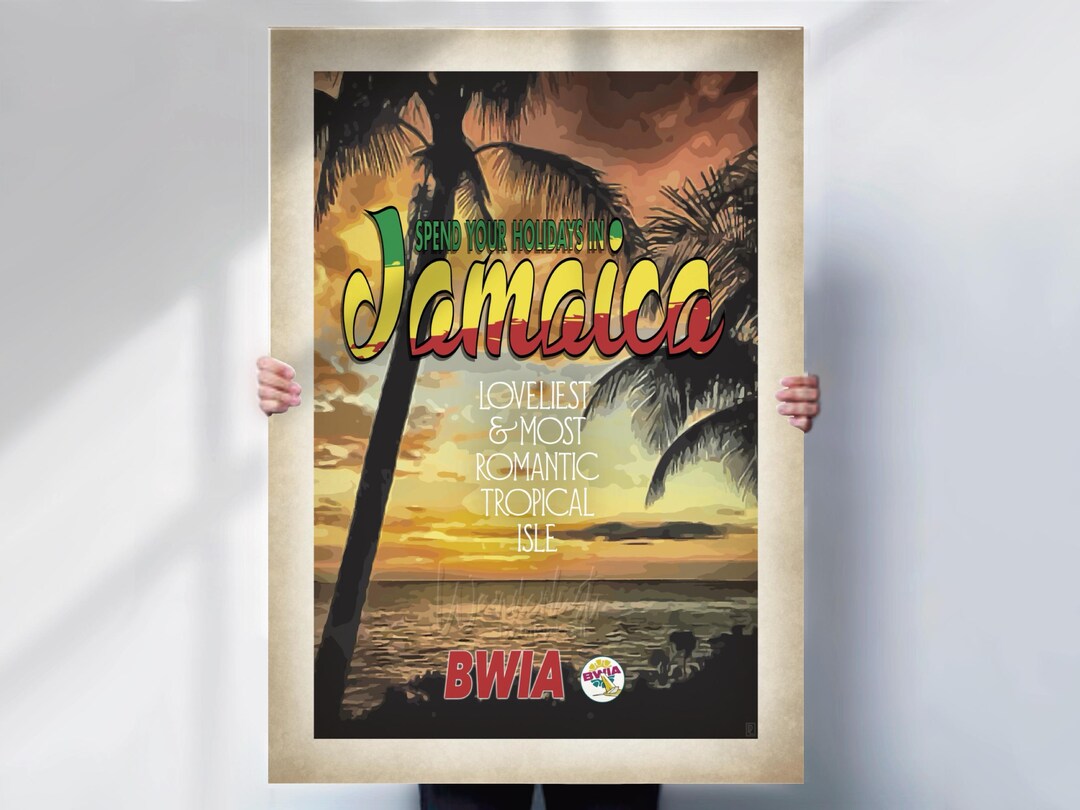 Jamaica Print: Retro Caribbean Travel Art (aged Effect Poster) - Etsy