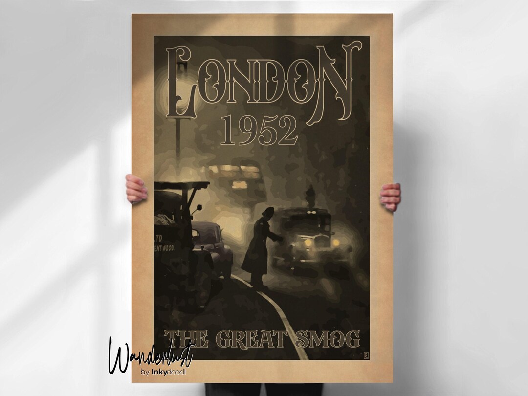 The Great Smog of 1952 London Print Vintage Travel Poster Historic Gift ...