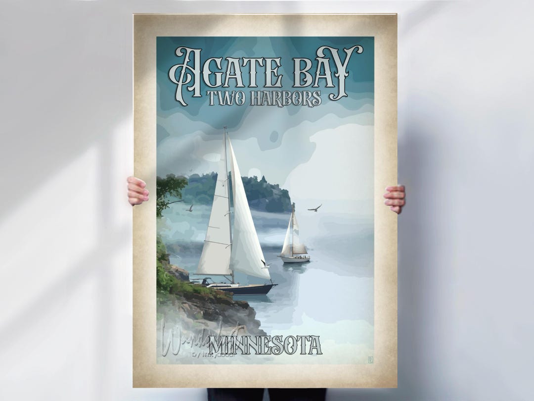 Agate Bay Travel Print, Two Harbors, Minnesota Poster, Lake Superior ...