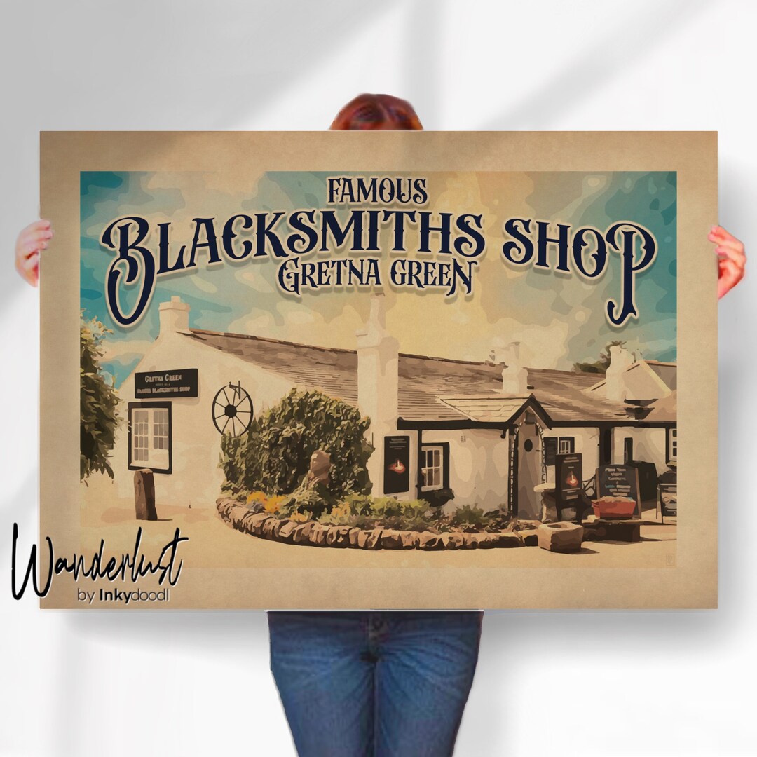 Gretna Green Blacksmith Shop Print - Vintage Style Scottish Wall Art ...