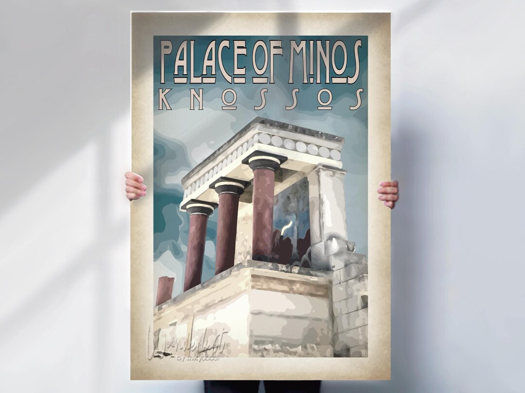 Crete Travel Print: Palace of Minos, Knossos - Aged Style - Etsy
