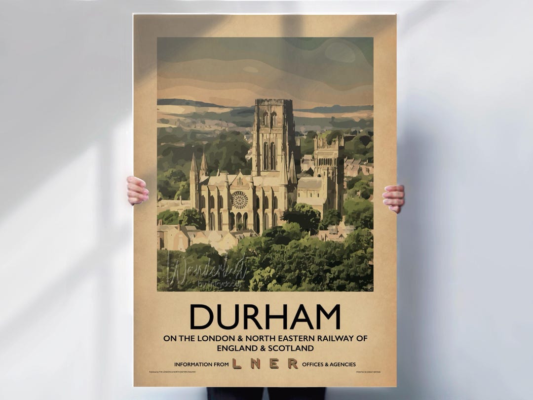 Durham Cathedral Railway Travel Poster: Vintage Style Wall Art - Etsy