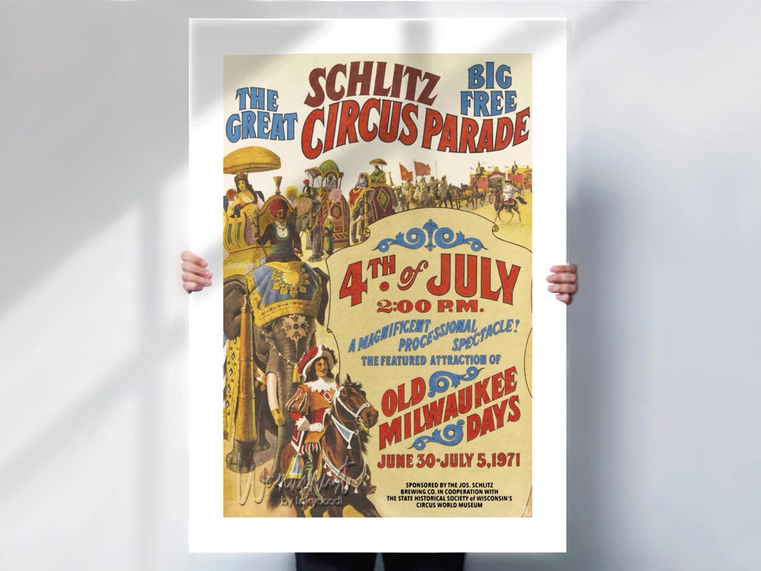 Circus Poster - Retro Style Reproduction Schlitz Milwaukee Travelling ...