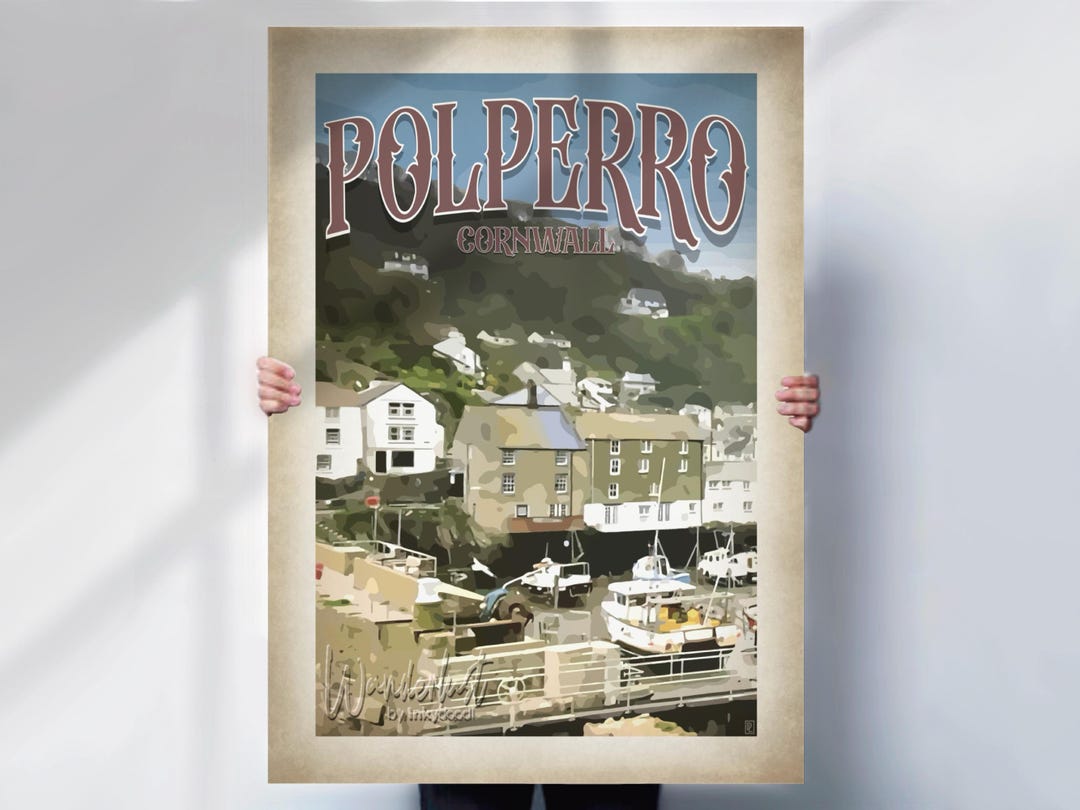 Polperro Cornwall Travel Poster: Aged Coastal Art Print - Etsy