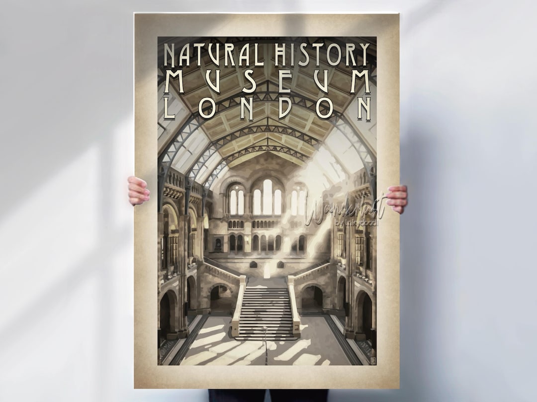 Natural History Museum London Poster, Aged Effect, Architectural ...