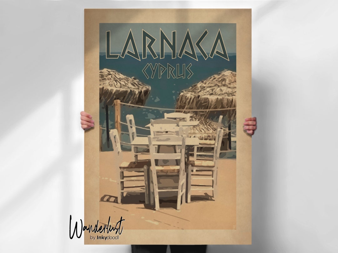 Larnaca Travel Print - Cyprus Poster for Mediterranean Wall Dcor ...