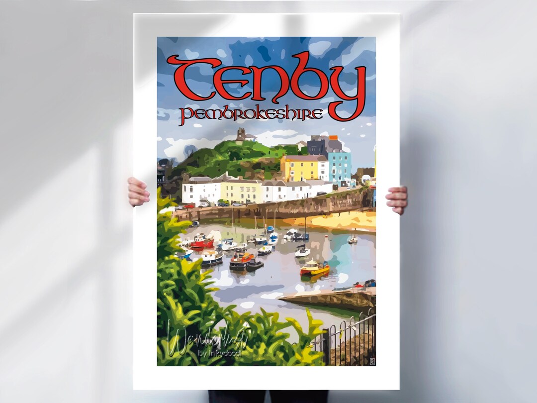 Tenby Poster - Wales Print - Travel Decor - Pembrokeshire Gift ...