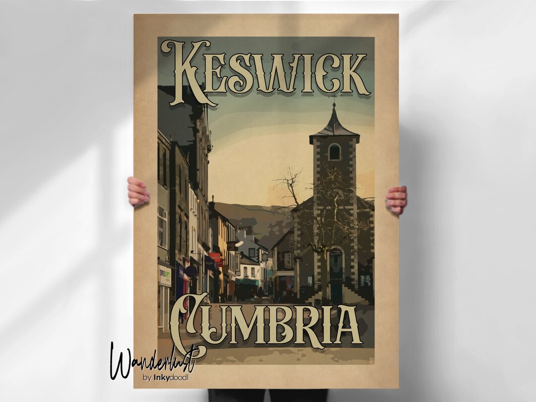 Keswick Travel Poster Vintage Style Art Print of the Lake District ...