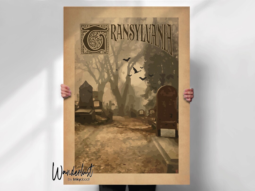 Transylvania Print - Vintage Dracula Travel Poster for Halloween ...