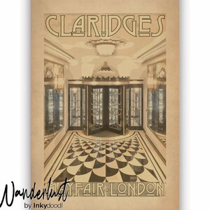 Claridges Hotel Print - Art Deco Wall Art - Vintage Style London Travel ...