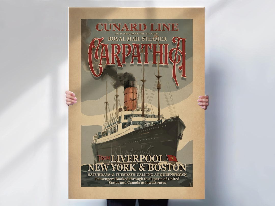 Carpathia Print, Cunard Vintage Style Poster, RMS Carpathia Wall Art ...